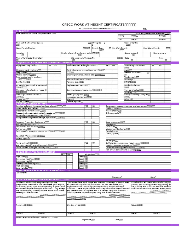 Work at Height Certificate | PDF