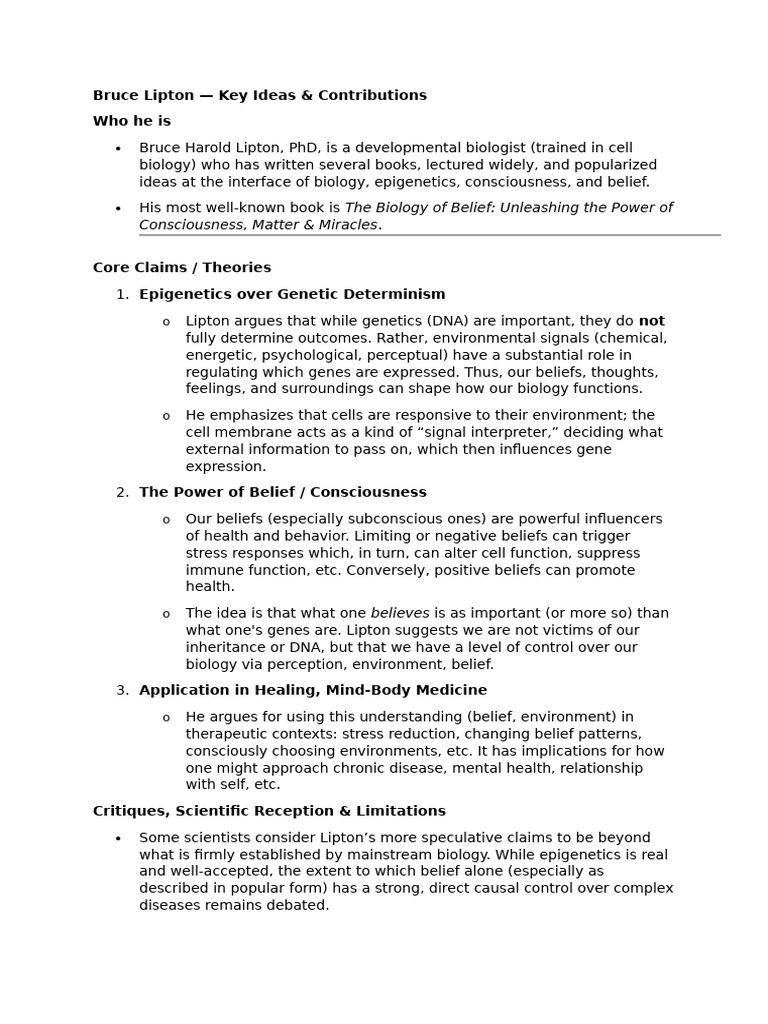 Bruce Lipton | PDF | Biology | Consciousness