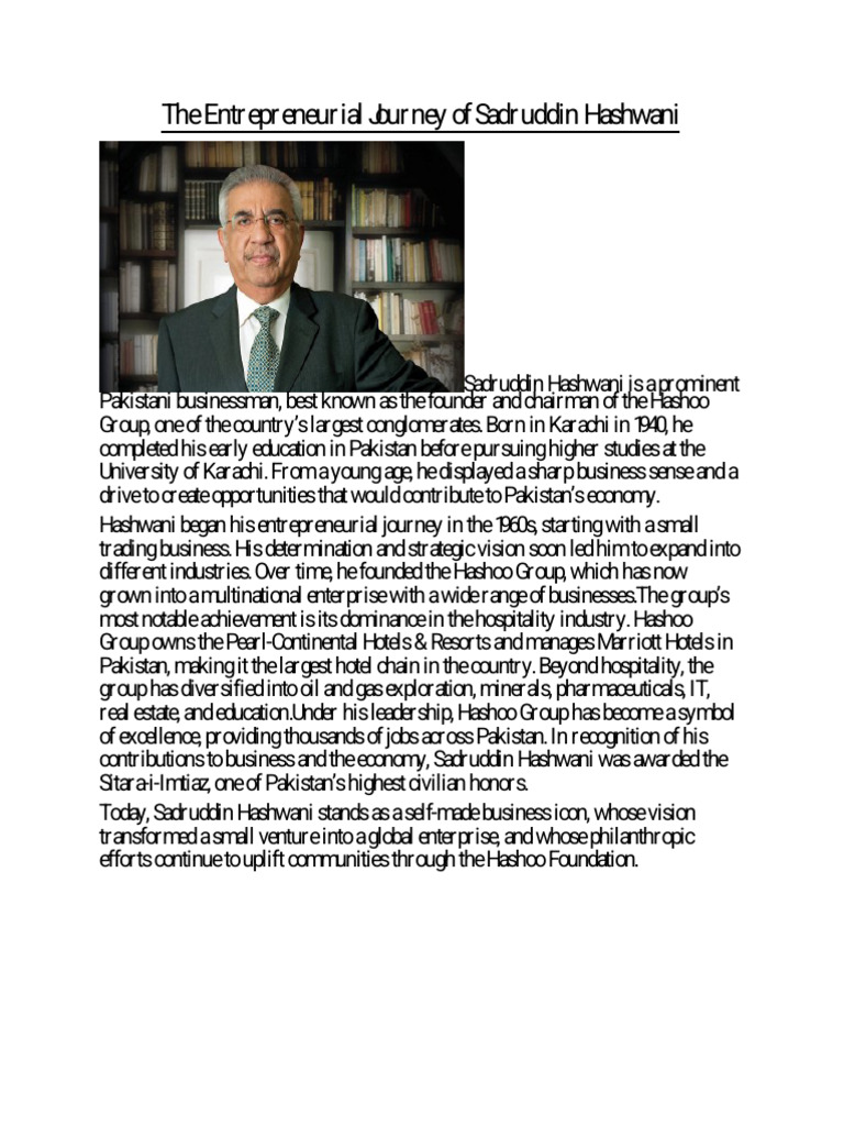 The Entrepreneurial Journey of Sadruddin Hashwani | PDF