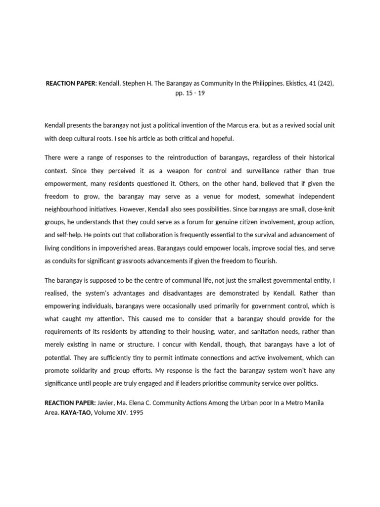 Reaction Paper For Spec 1 | PDF