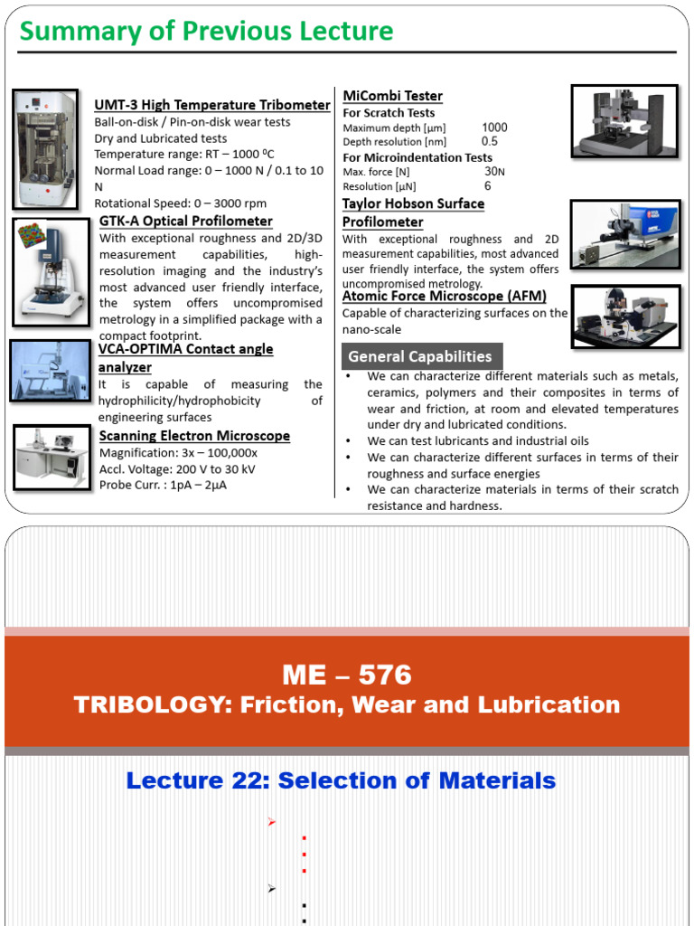 Lecture-22 - Selection of Bulk Materials For Tribological Applications ...