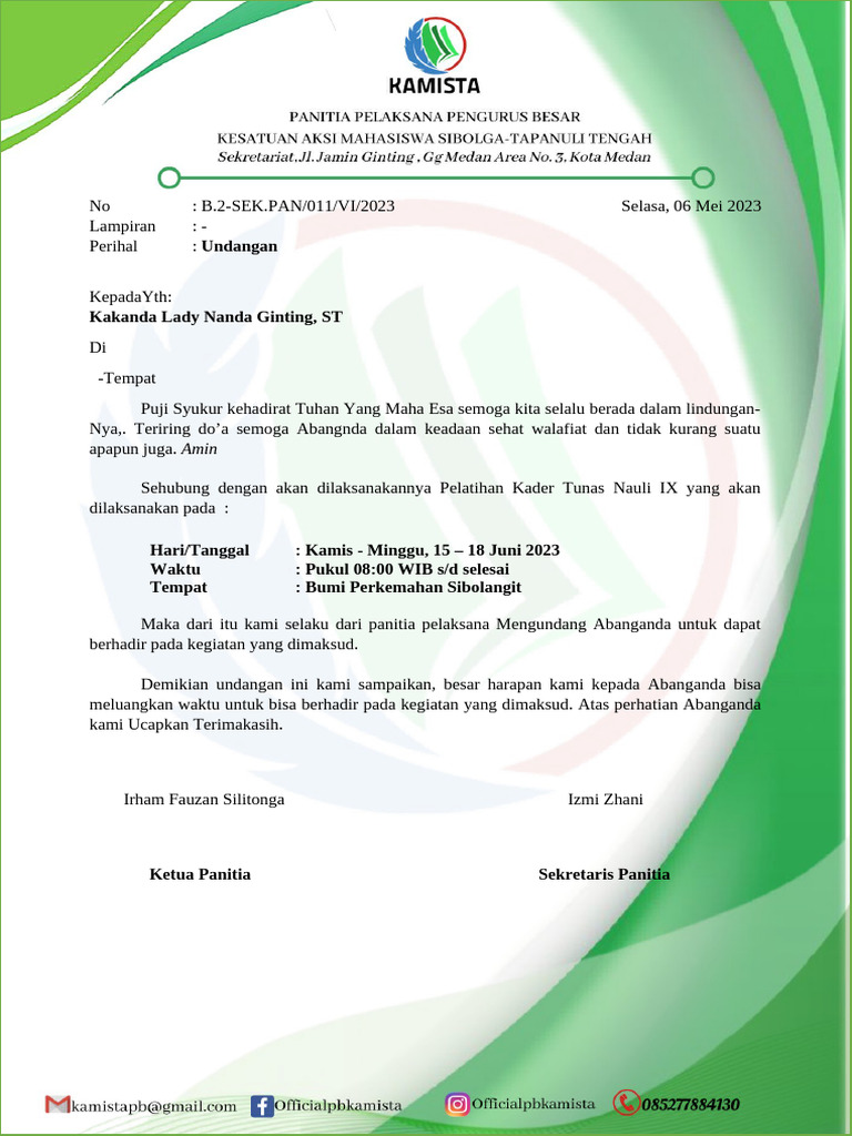 Surat Undangan Kak Lady 11 | PDF