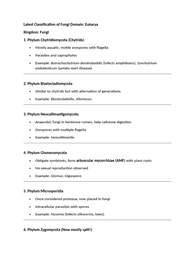 Latest Classification of Fungi Domain | PDF