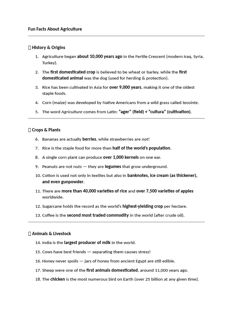 Facts About Agriculture | PDF | Agriculture | Maize