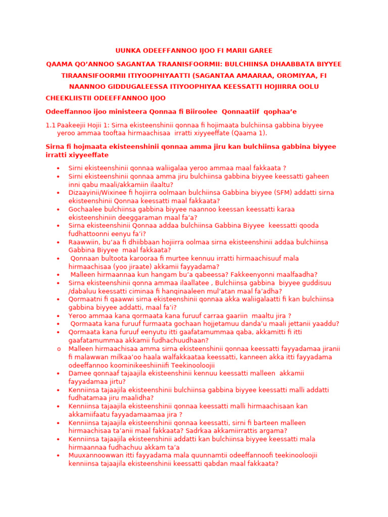 Afan Oromo Version of KII and FGD | PDF