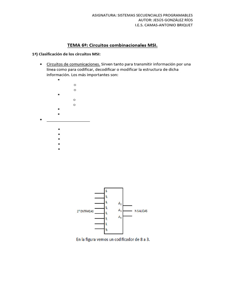 Circuitos Combinacionales MSI: Codificadores y Decodificadores | PDF ...