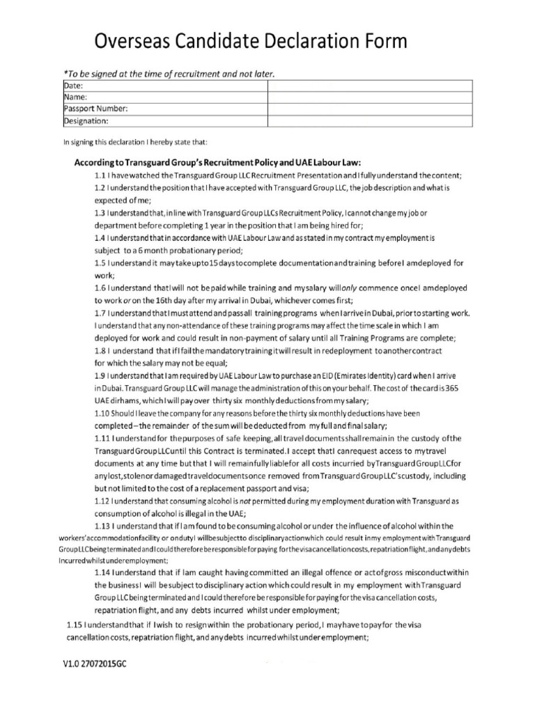 Overseas Candidate Declaration Form | PDF