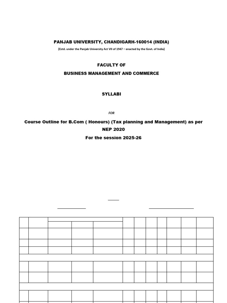 B.Com (Honours) Syllabus 2025-26 | PDF | Accounting | Organizational ...