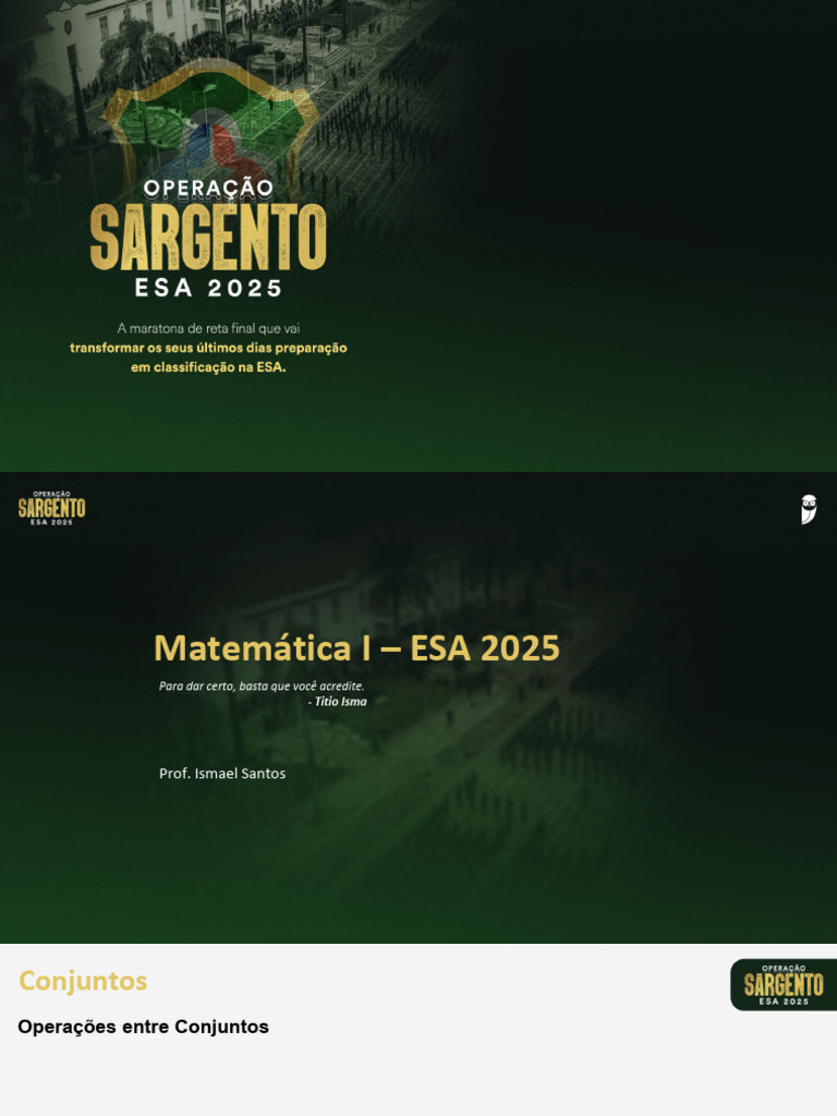 Operação Sargento - CHIVUNK ESA - MAT I - Prof. Ismael Santos | PDF