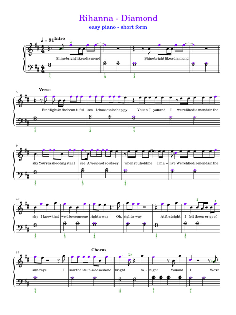 Rihanna's "Diamonds" Piano Sheet Music | PDF