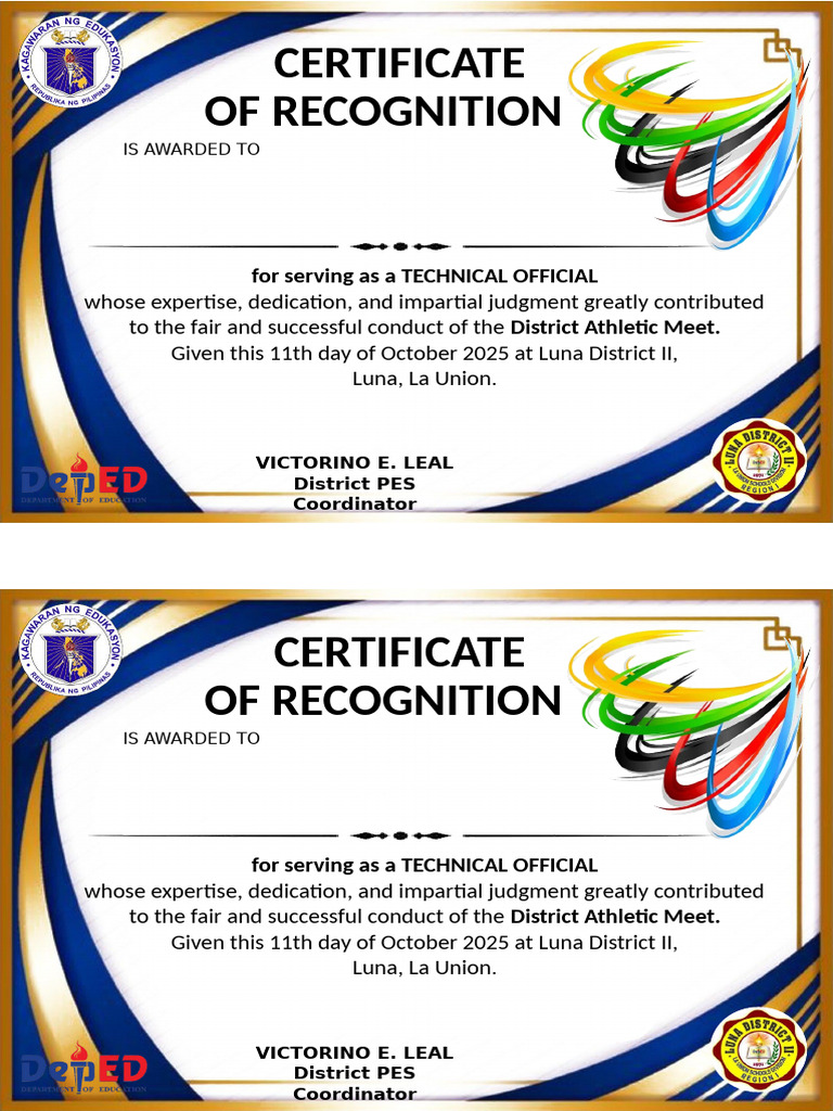 Certificate for Technical Officials | PDF