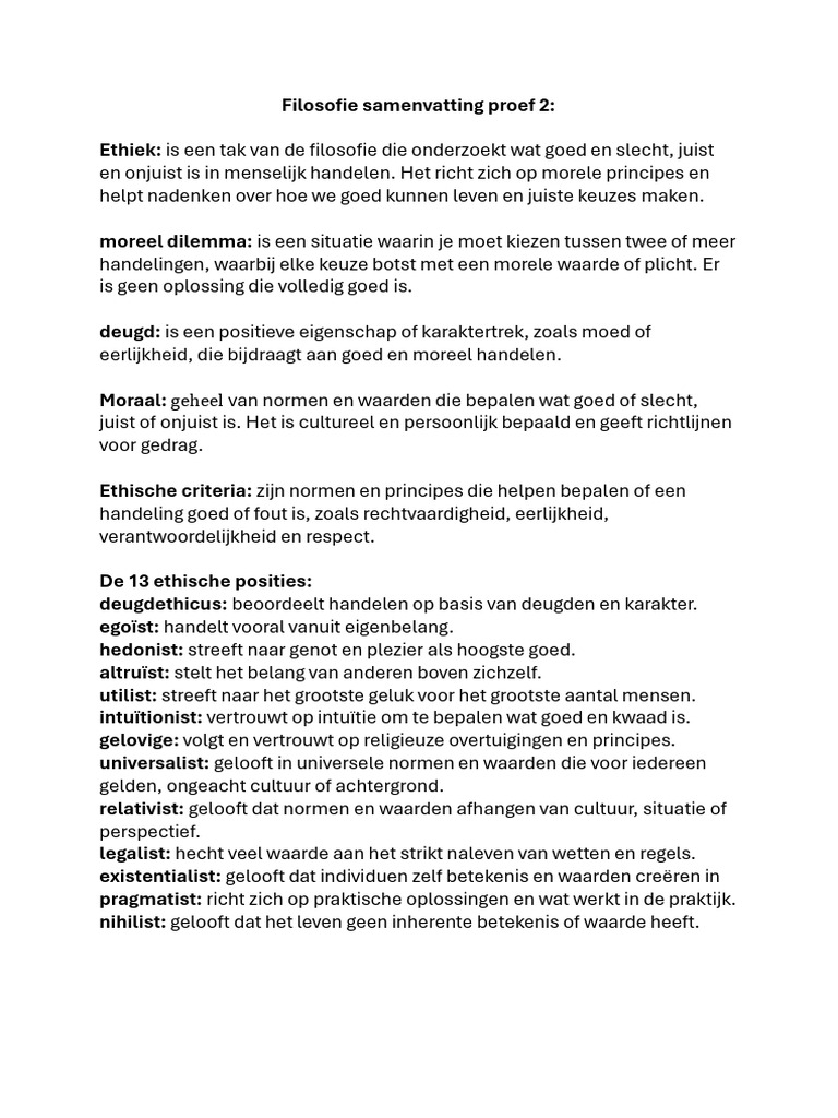 Filosofie Samenvatting | PDF