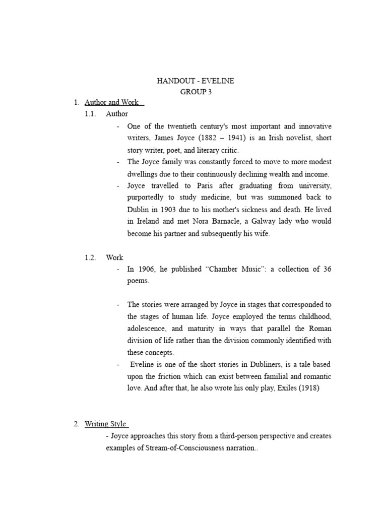 Eveline: A Study of James Joyce's Character | PDF | James Joyce | Dubliners