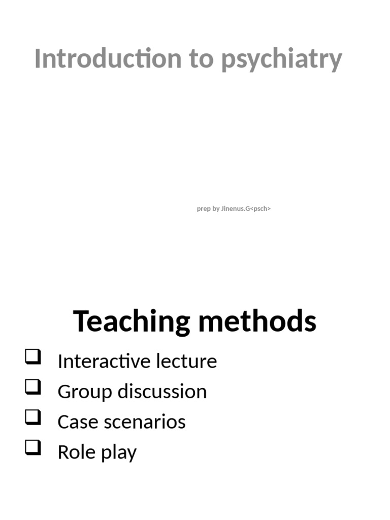 Introduction to Psychiatry Basics | PDF | Hallucination | Mental Disorder