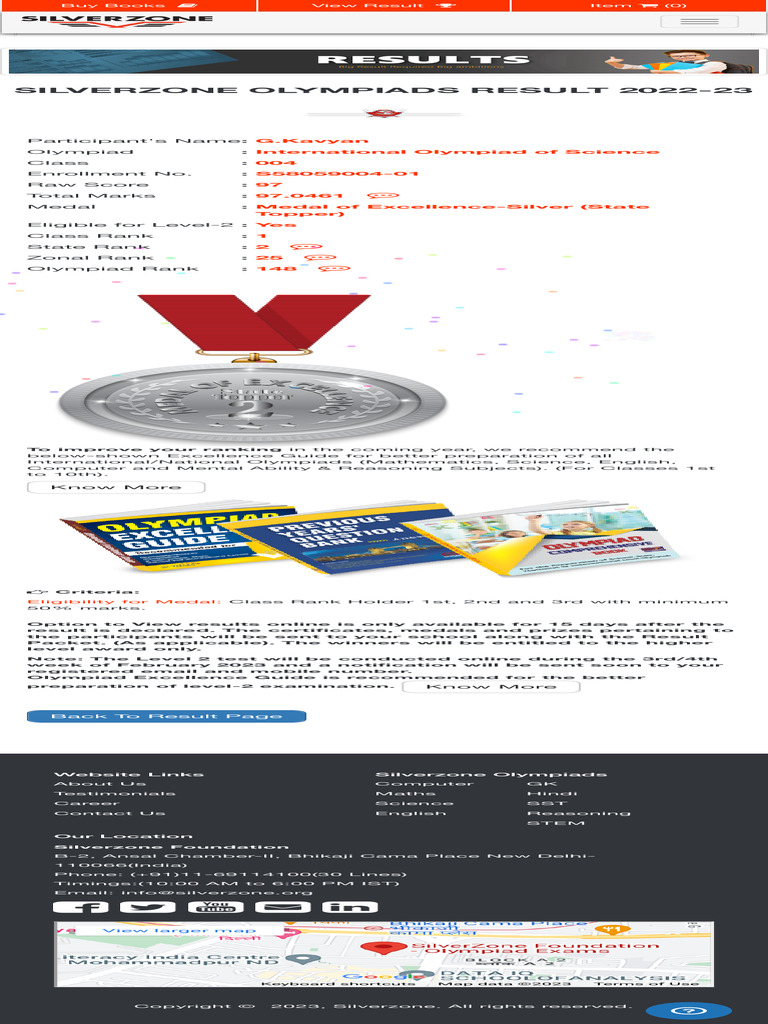 Silverzone Olympiad Results 2022-23 | PDF