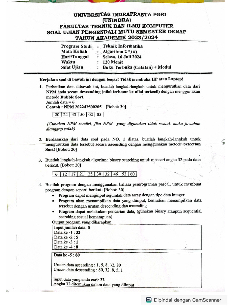 UPM Algoritma 2 2024 | PDF