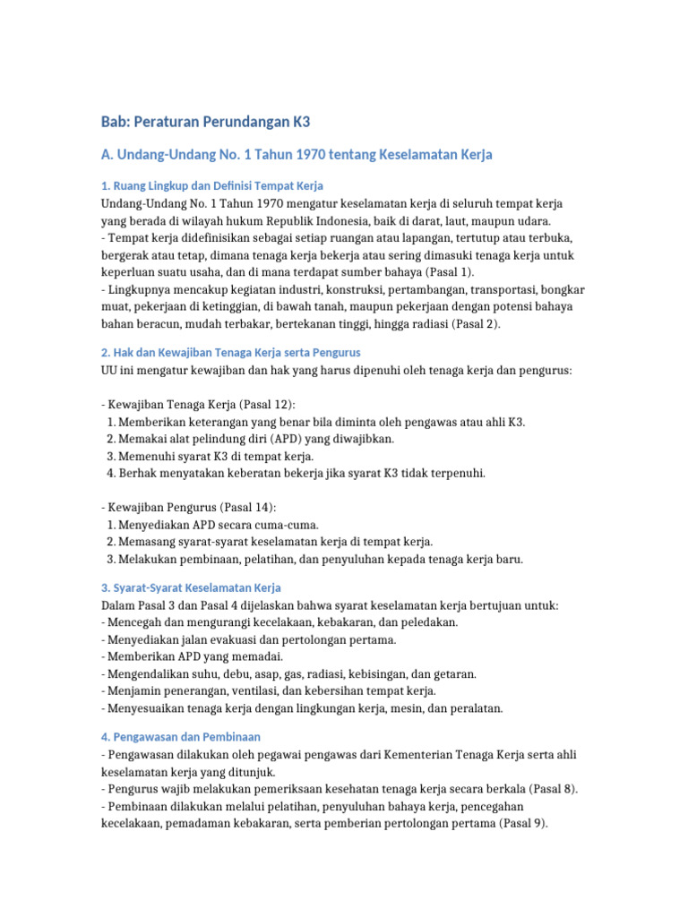 Modul Bab Peraturan Perundangan K3 Gabungan | PDF