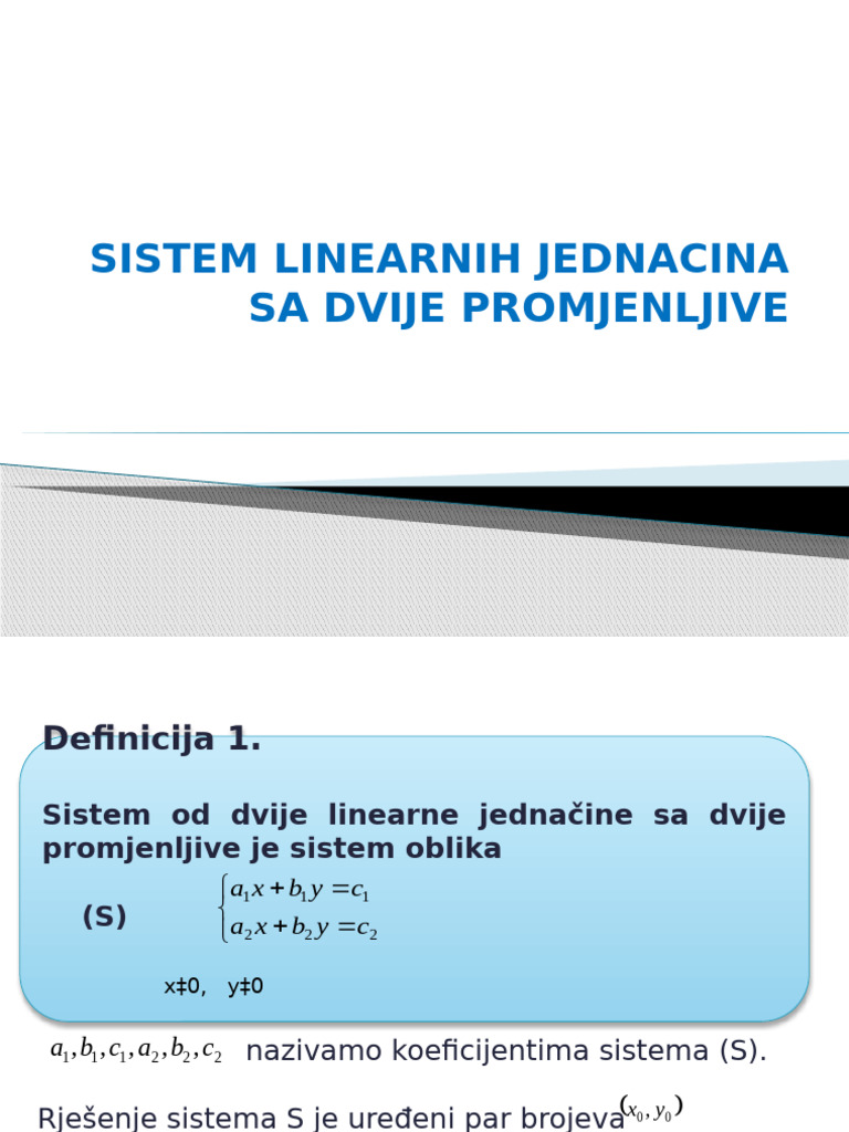 Sistemi Lineranih Jednacina | PDF