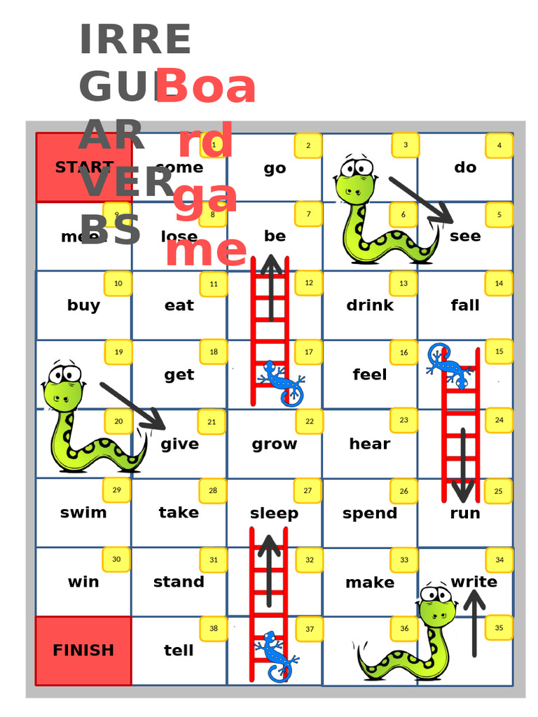 Irregular Verbs Board Game Boardgames CLT Communicative Language ...