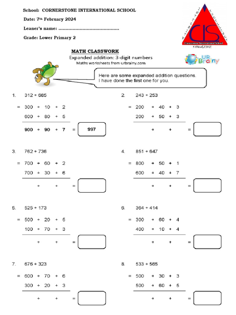 Math Classwork for Lower Primary 2 | PDF