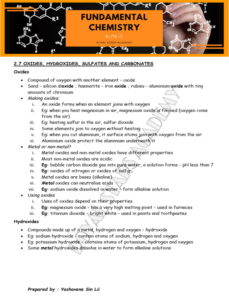 2.7 Oxides, Hydroxides, Sulfates and Carbonates | PDF | Oxide | Hydroxide