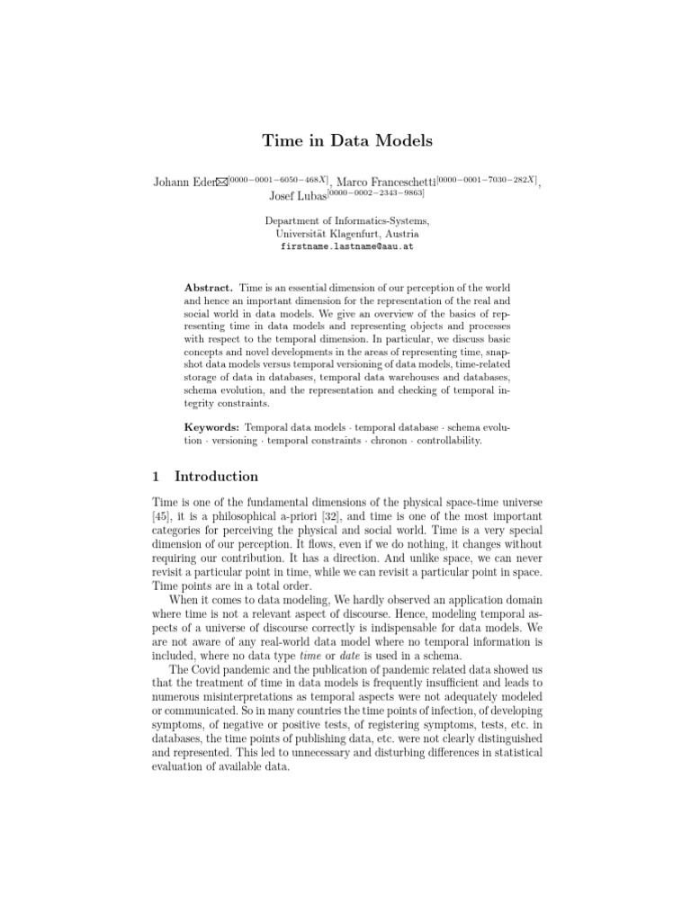 FDSE 2021 Keynote Time and Data Models | PDF | Time | Data Model