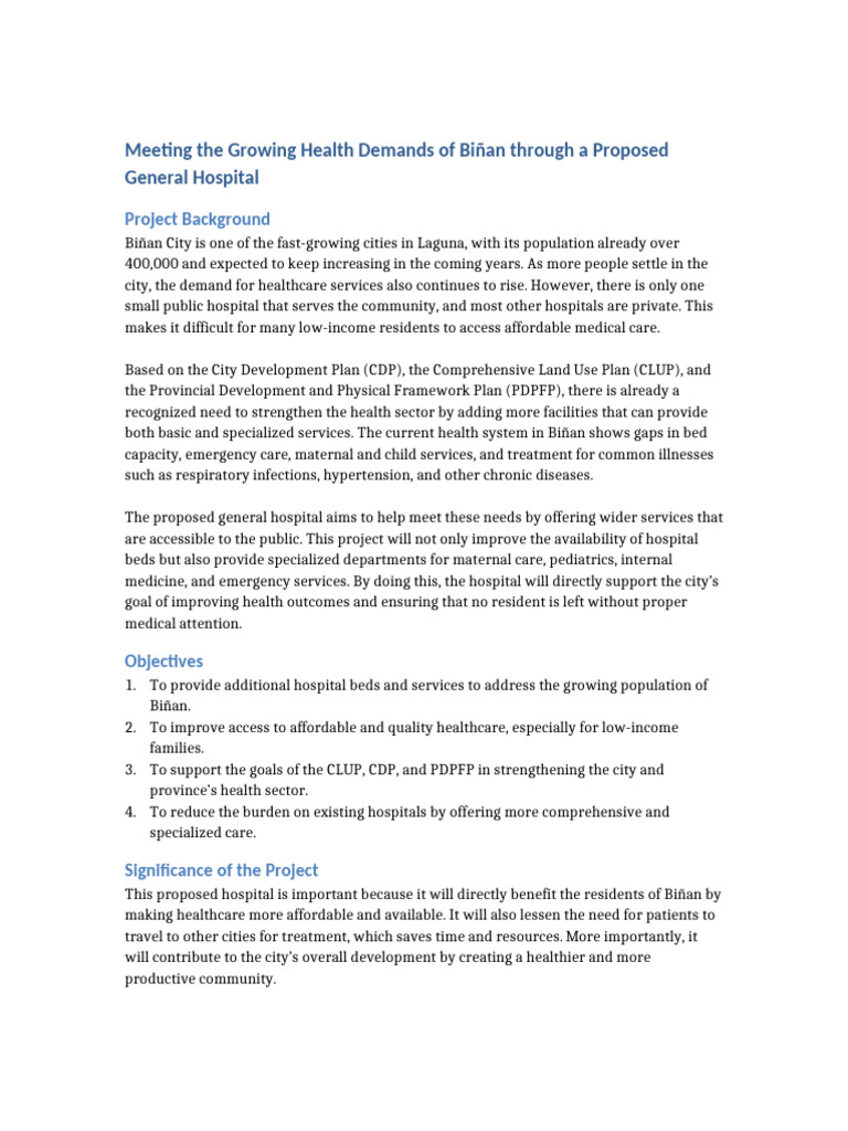 Proposed General Hospital Binan | PDF