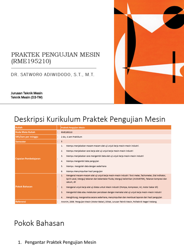 Panduan Praktek Pengujian Mesin D3-TM | PDF