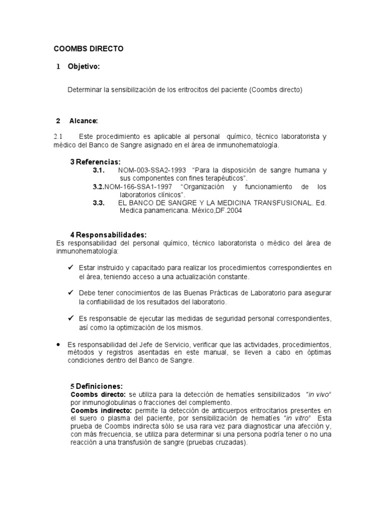 Guía de Prueba de Coombs Directo | PDF | Transfusión de sangre | Sangre