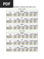 Printing Price List 2025 | PDF | Office Work | Computing