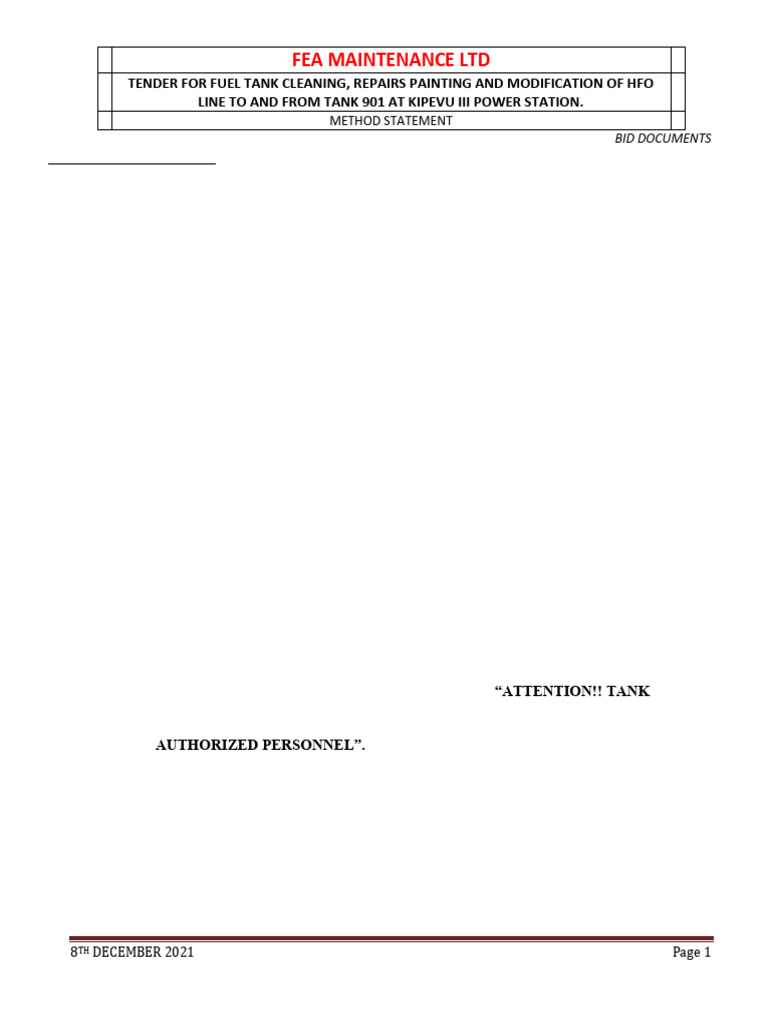 Fuel Tank Cleaning and Repair Method | PDF | Pump | Fuel Oil