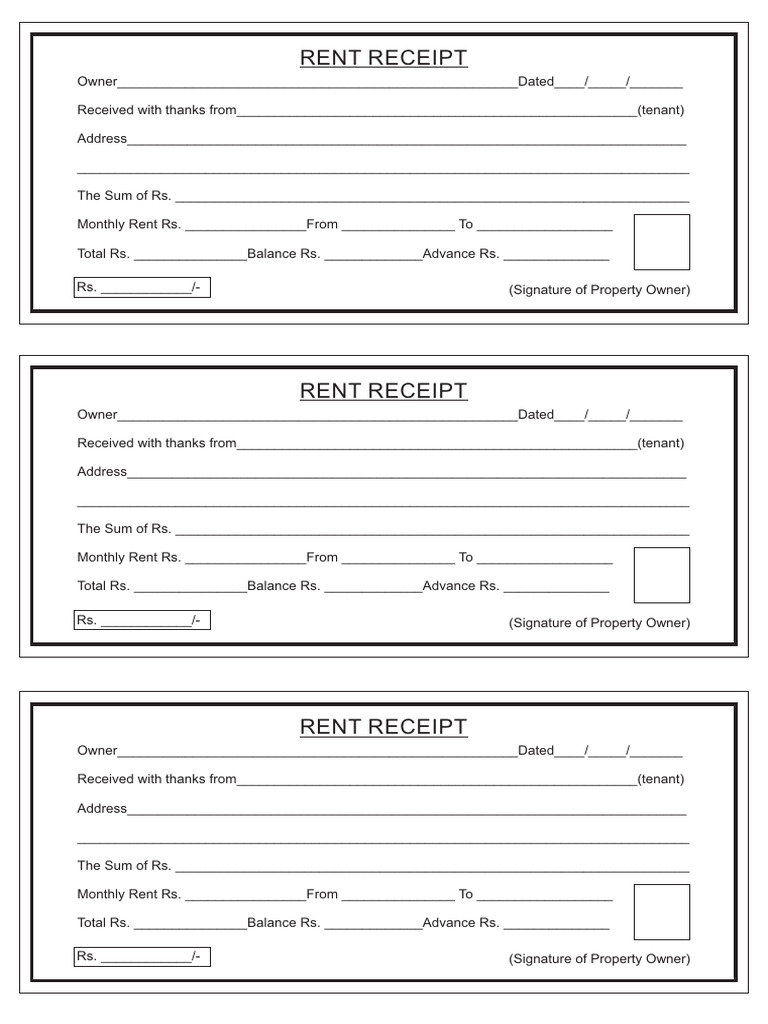 Rent Receipt Template PDF | PDF