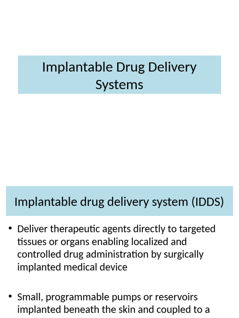 Implantable Drug Delivery Systems Overview | PDF | Osmosis | Implant ...