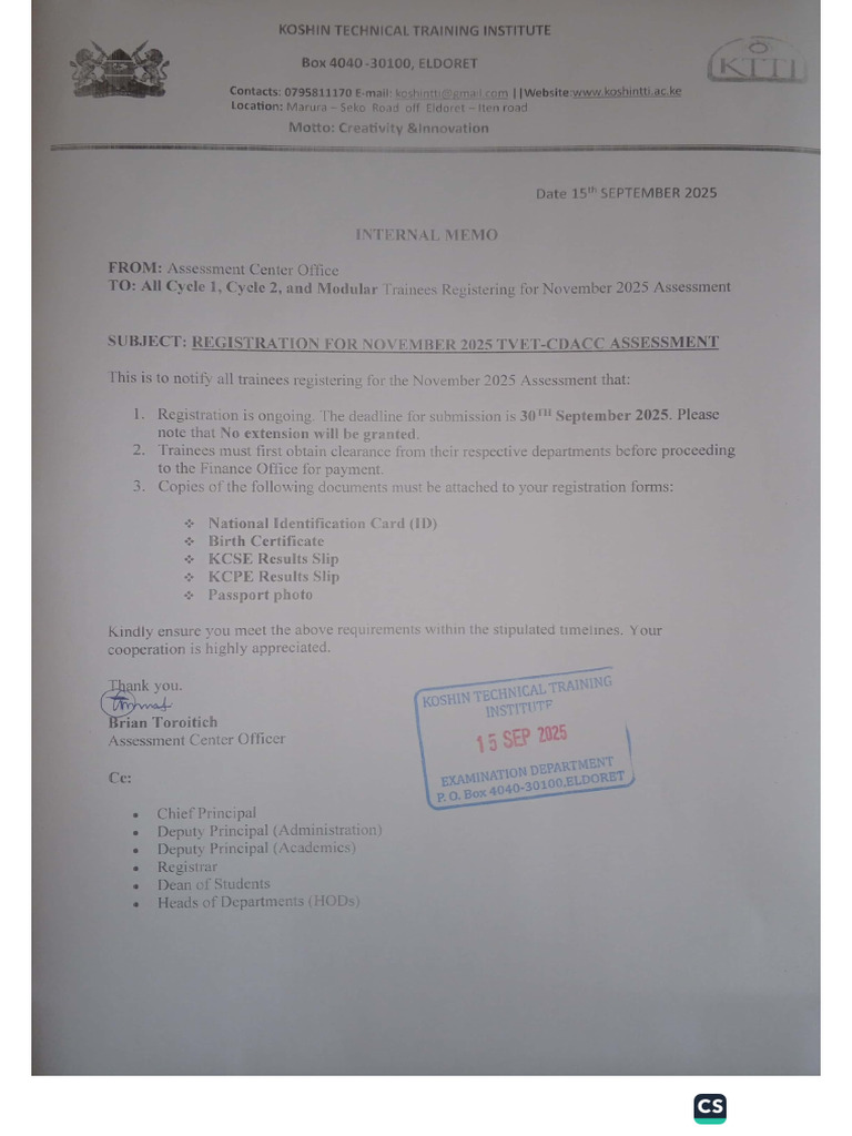 Memo November 2025 Registration | PDF