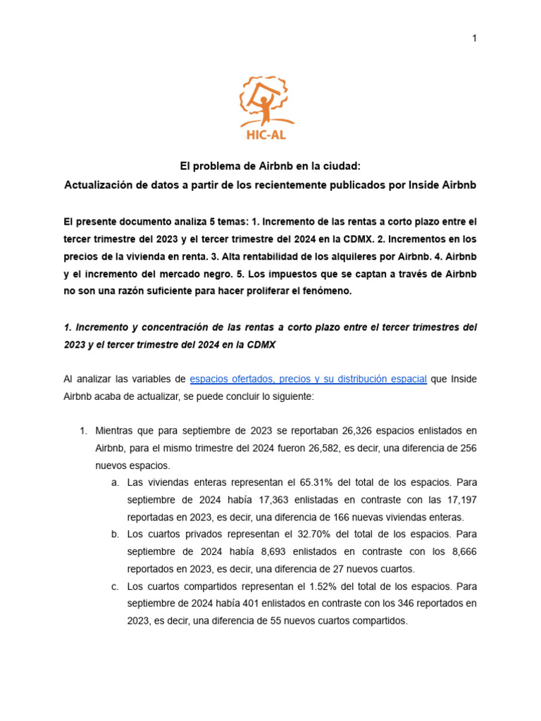 Impacto de Airbnb en rentas CDMX 2023-2024 | PDF | Airbnb | Ciudad de ...