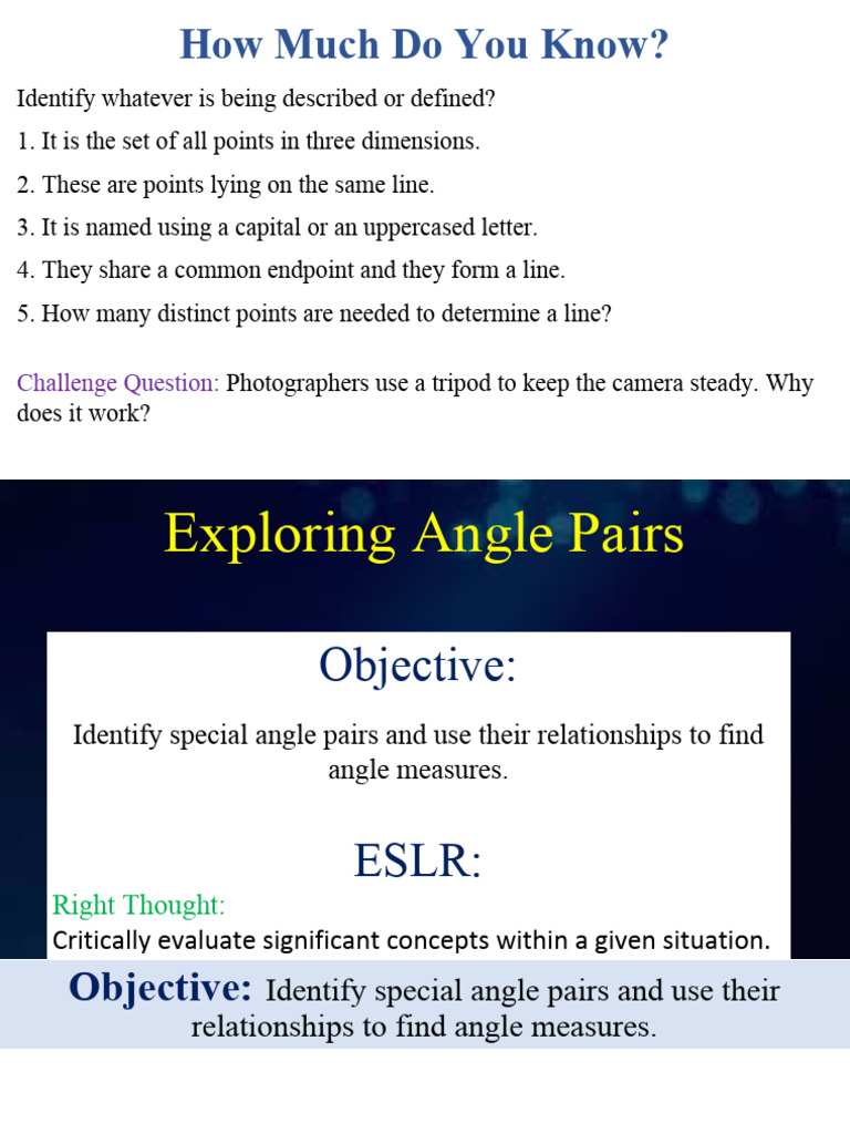 Lesson 3 Geometry First Quarter SY 2025-2026 (Exploring Angle Pairs ...
