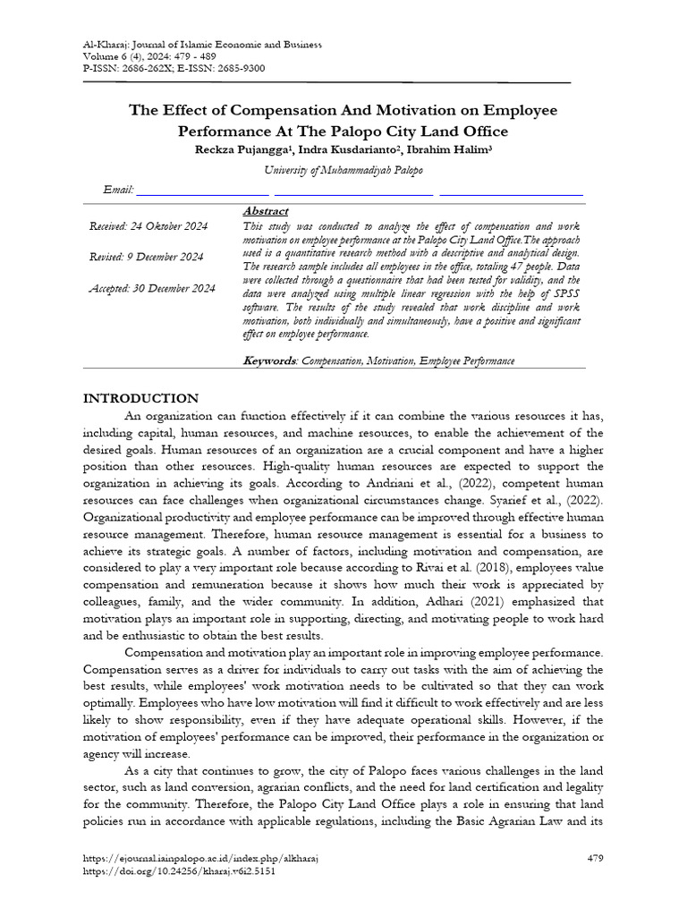 The Effect of Compensation and Motivation On Employee Performance at ...