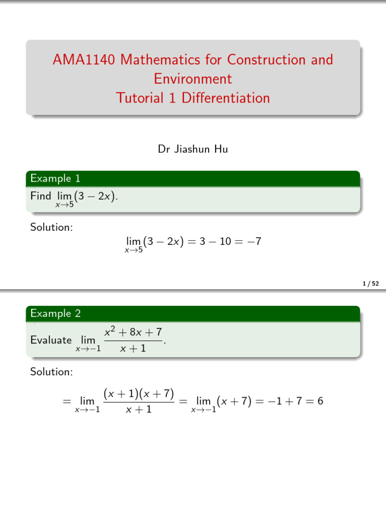 Differentiation Examples in AMA1140 | PDF | Applied Mathematics ...