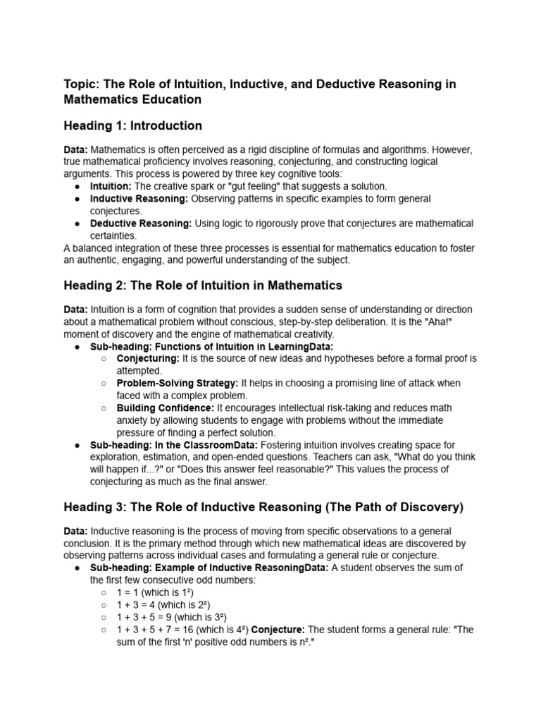 Reasoning in Mathematics Education (Formatted) | PDF | Mathematics ...
