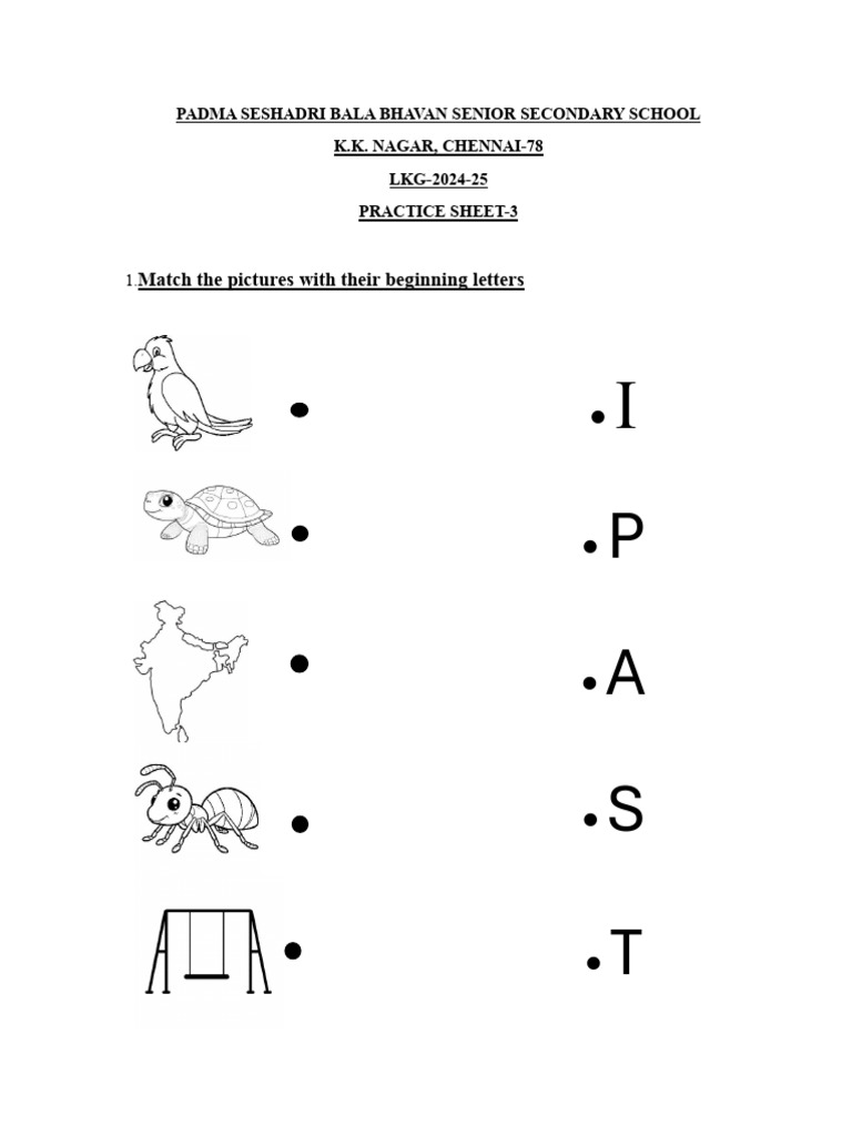LKG Practice Sheet 3 Answer Key | PDF
