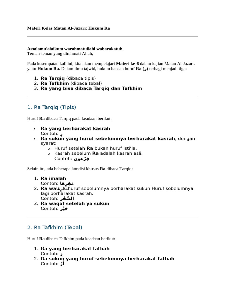 Hukum Bacaan Ra dalam Tajwid | PDF