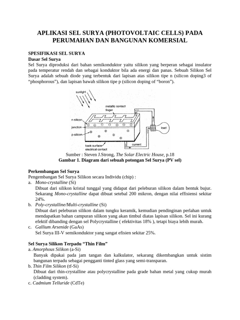 Aplikasi Sel Surya pada Bangunan Komersial dan Perumahan | PDF