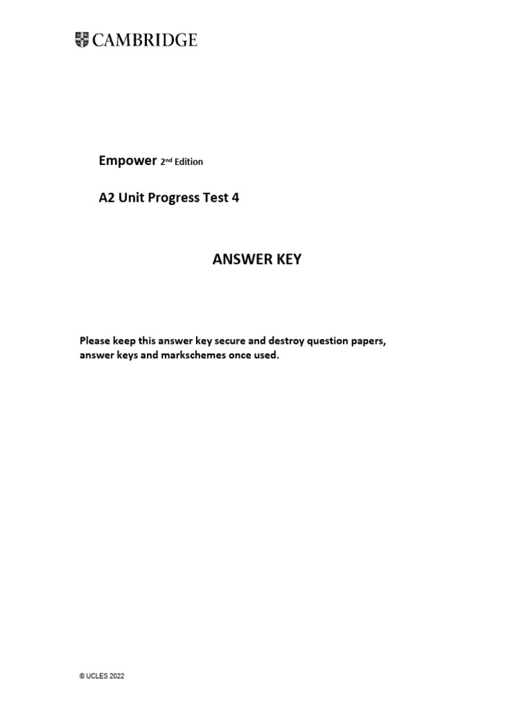 Empower B2 Unit 4 Answer Key | PDF