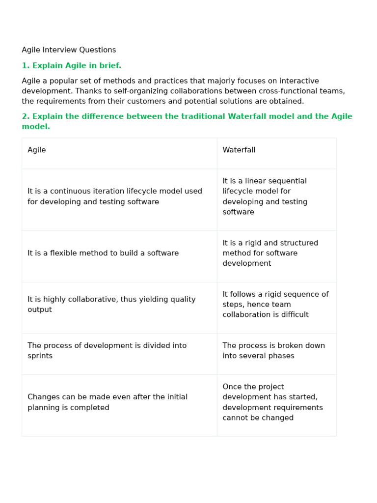 Agile Interview Questions | PDF | Agile Software Development | Scrum ...