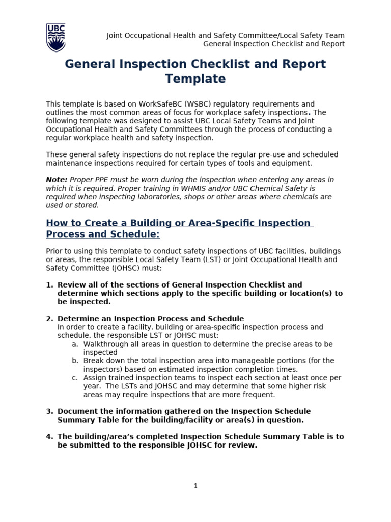 General Inspection Report Template Complete Do Not Move LINKED DOCUMENT ...