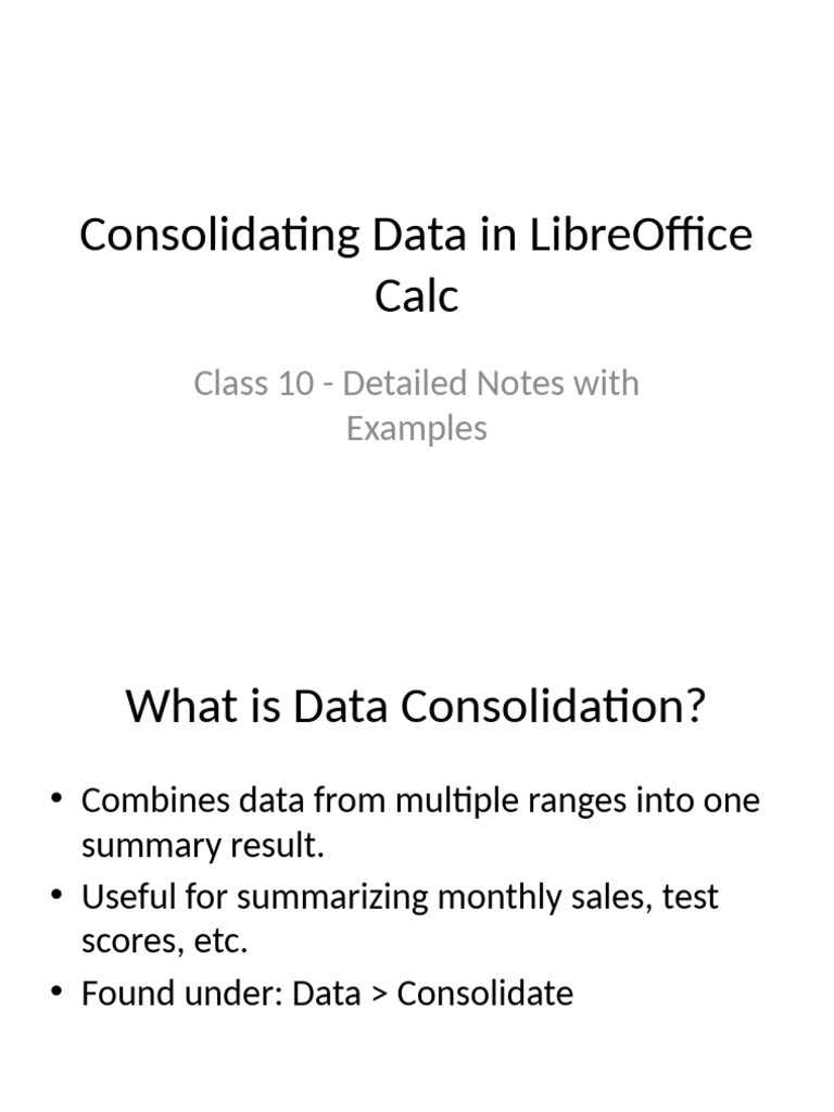 Data Consolidation in LibreOffice Calc | PDF