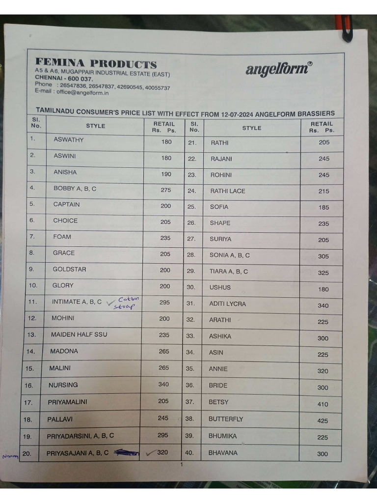 Angelform MRP Price List in Bra | PDF