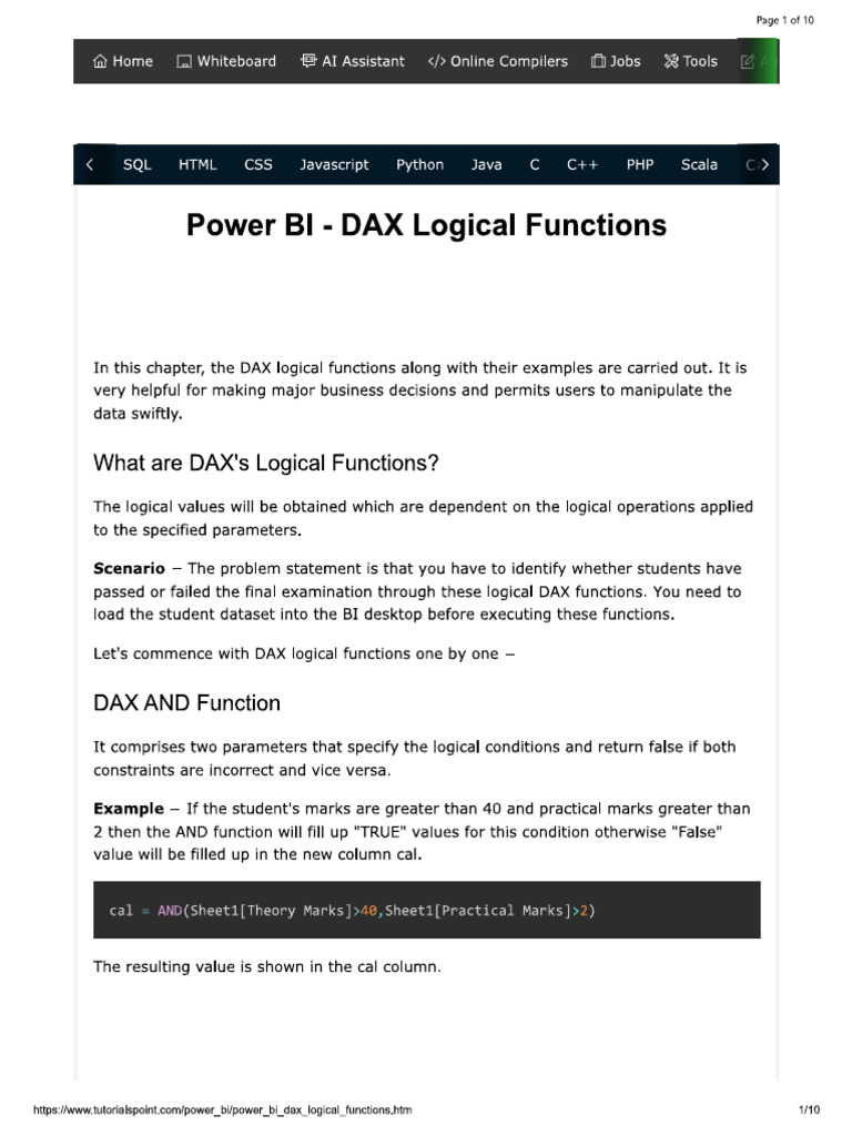 DAX Logical Function | PDF