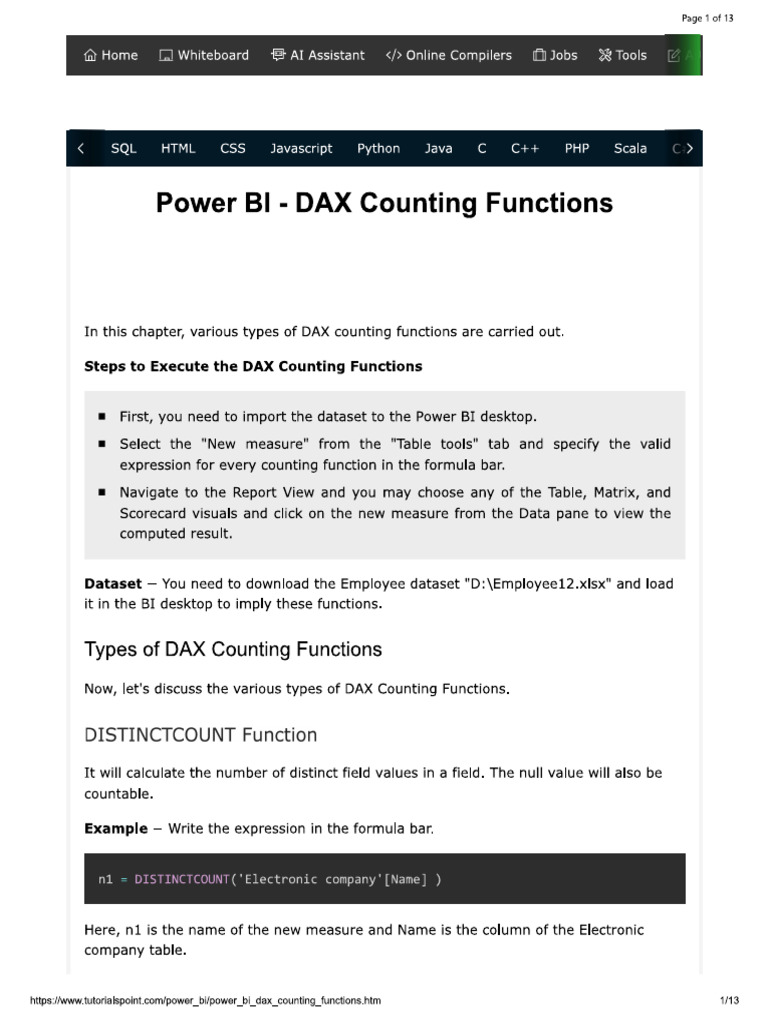 DAX Counting Function | PDF