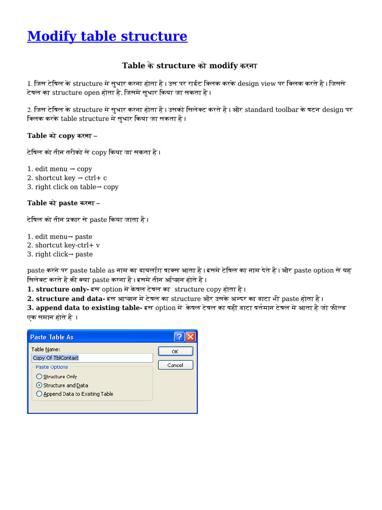 Modify Table Structure | PDF